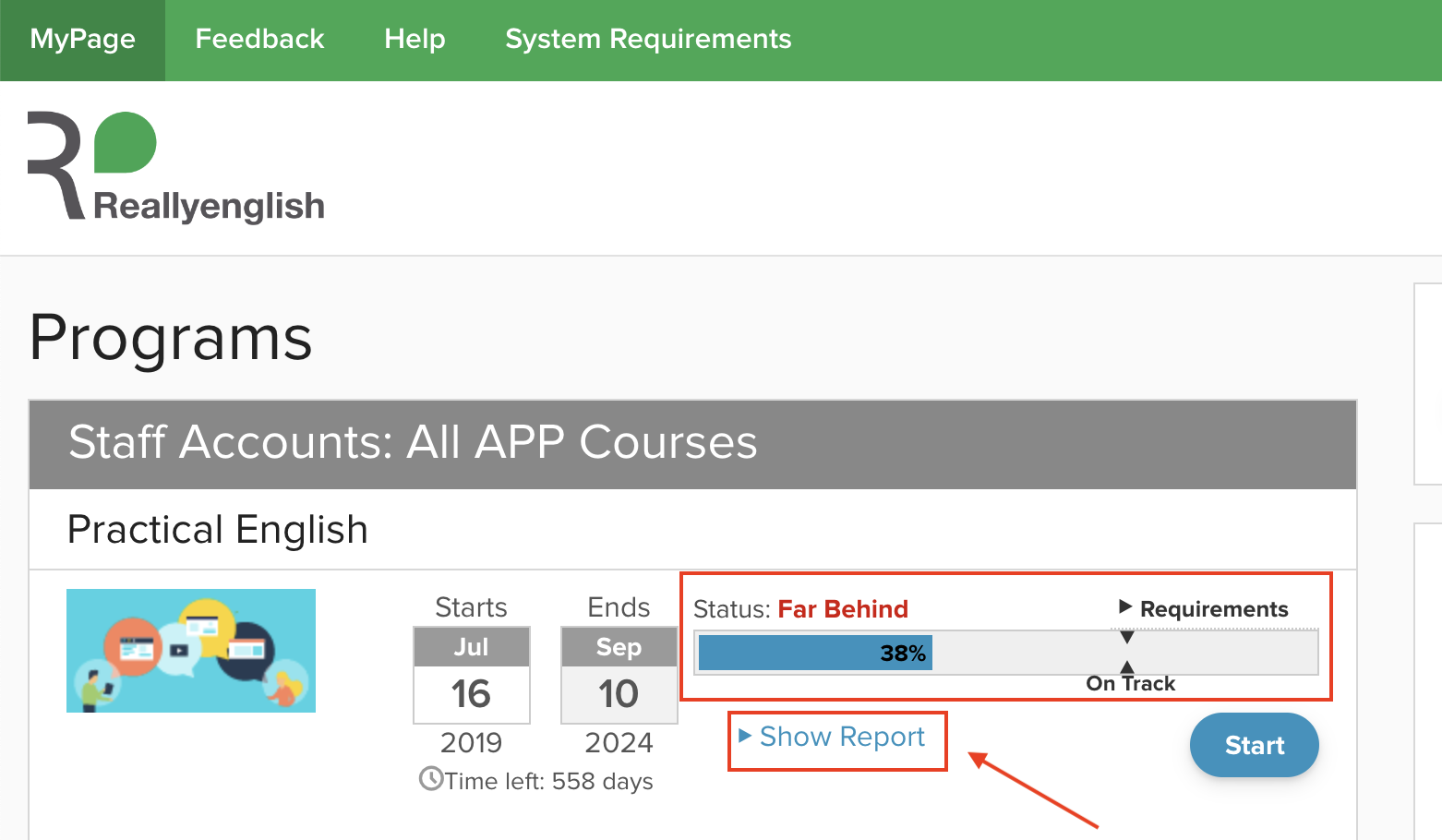 Learner support page